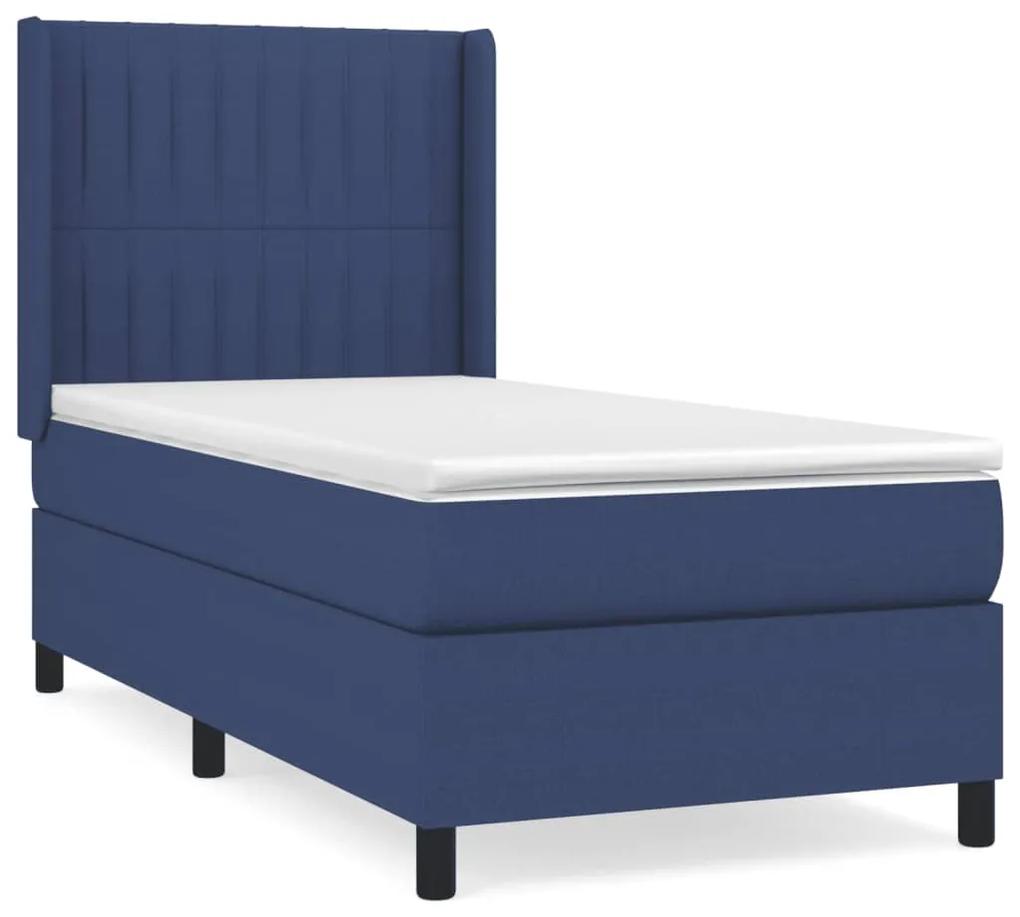 Box spring postel s matrací modrá 90x190 cm textil,  3131559