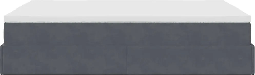 Osmanský rám postele s matrací tmavě šedá 140x200cm samet 3311190