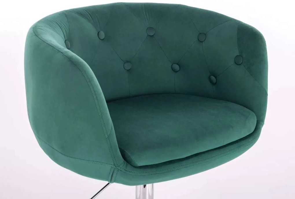 LuxuryForm DESIGN Otočné křeslo MONTANA VELUR na stříbrném talíři - zelené