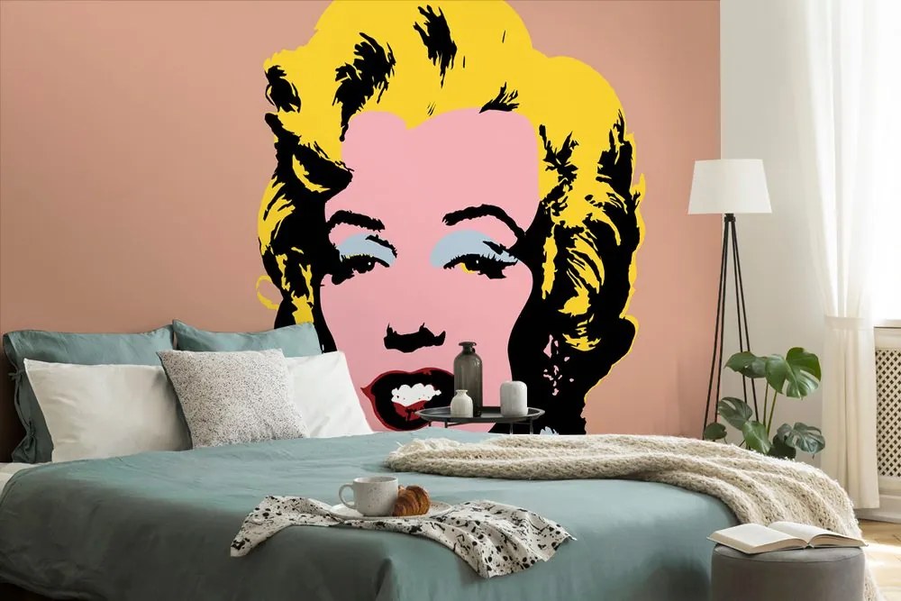 Samolepící tapeta pop art Marilyn Monroe na hnědém pozadí