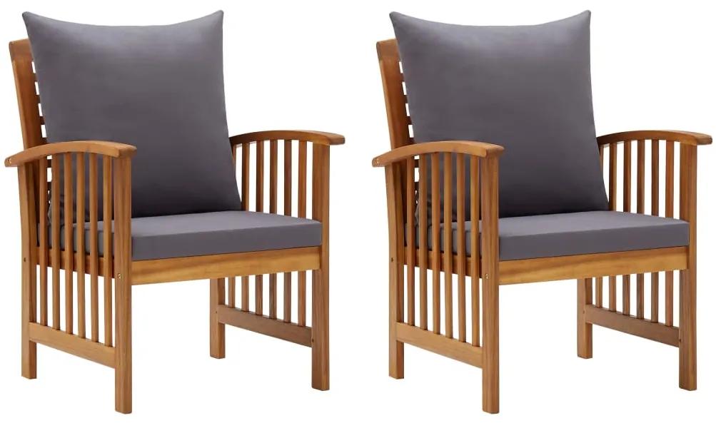 310258 vidaXL Zahradní židle s poduškami 2 ks masivní akáciové dřevo