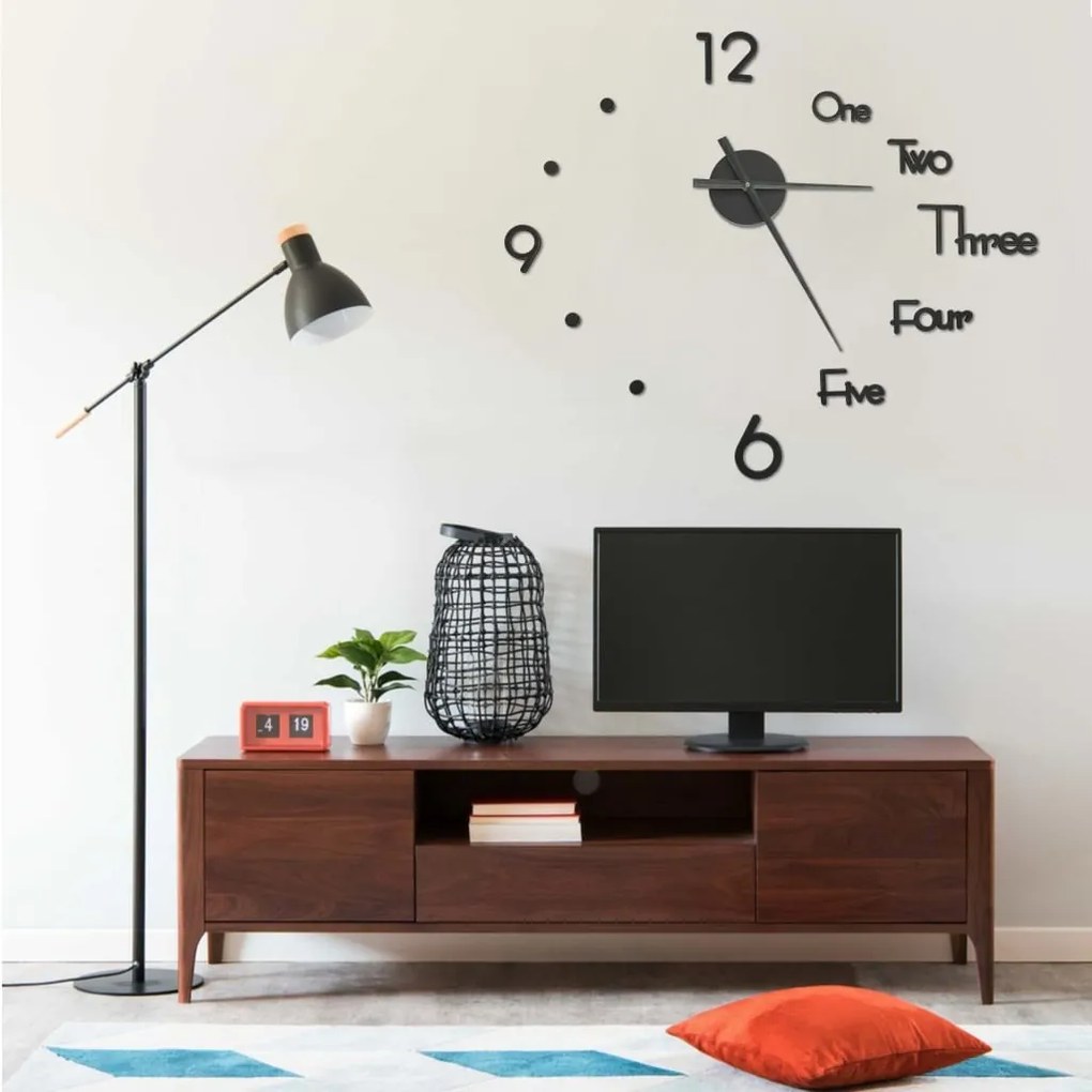 3D Nástěnné hodiny s moderním designem černé 100 cm XXL 325153