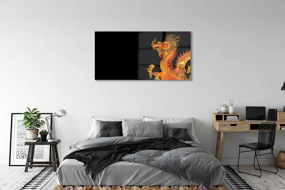 akrylový obraz Japonský zlatý drak 125x50 cm