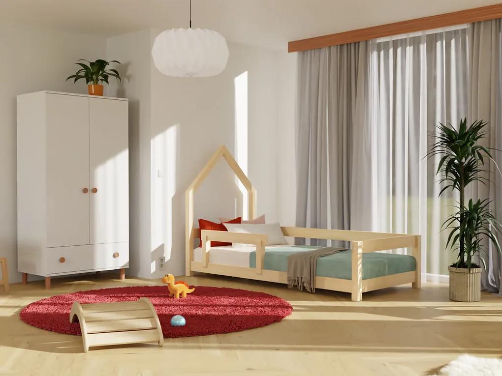 Benlemi Dětská postel domeček POPPI s bočnicí Zvolte barvu: Béžová, Zvolte rozměr: 80x180 cm, Zvolte stranu: Vpravo