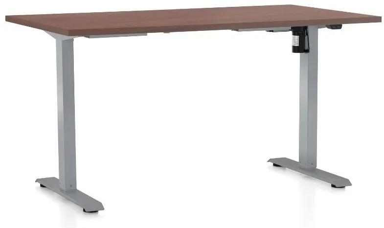 Výškově nastavitelný stůl OfficeTech A, 140 x 80 cm - šedá podnož Barva: Třešeň