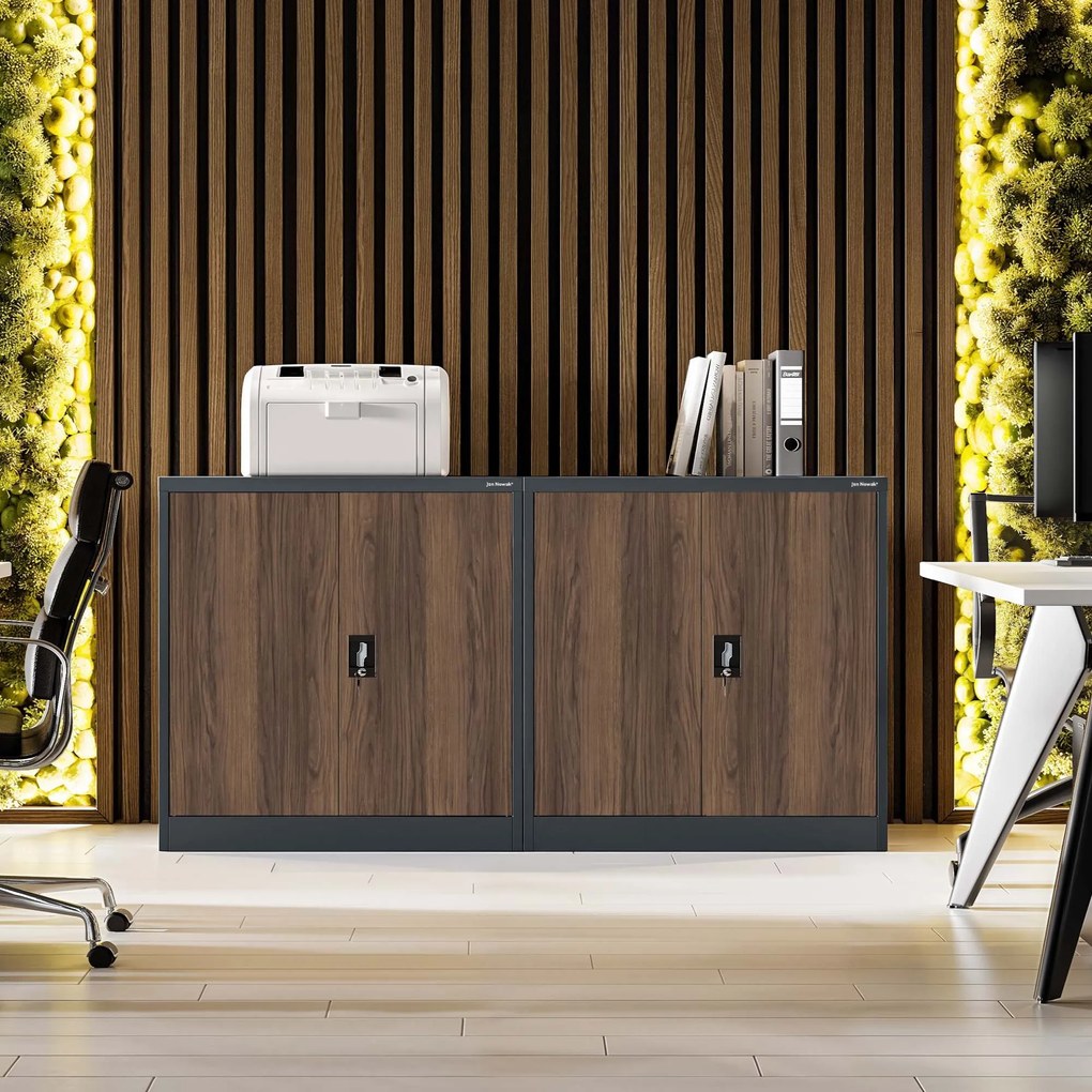 Nízká skříň na spisy a dokumenty, antracit/ořech, 900x930x400 mm: BEATA Eco Design