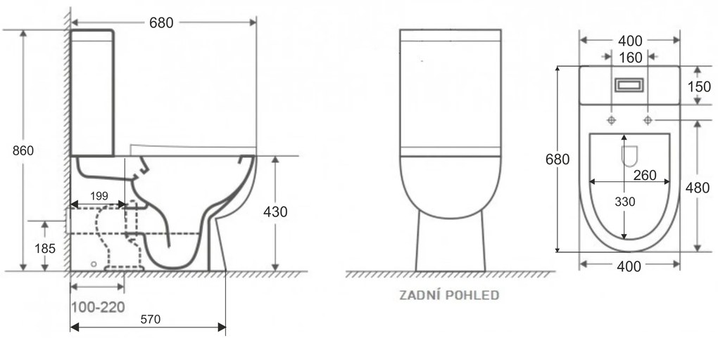 Olsen Spa Kombi WC PROGETTO RIMLESS se SLIM sedátkem Soft-close  - OLKLT2131AR