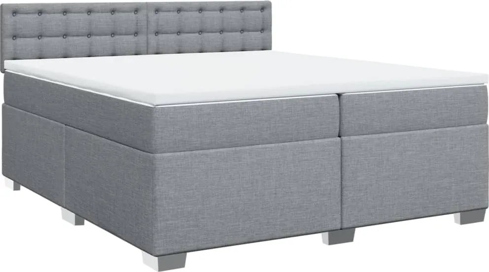 Box spring postel s matrací světle šedá 200 x 200 cm textil 3286009