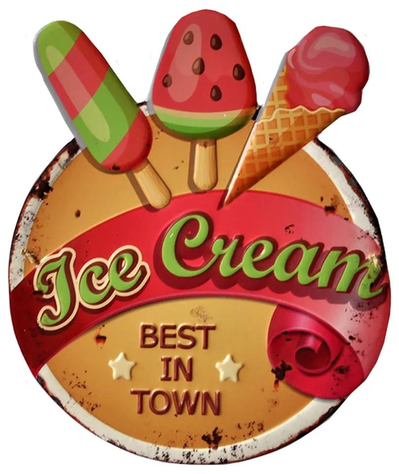 Nástěnná kovová cedule se zmrzlinou Ice Cream - 38*1*45 cm
