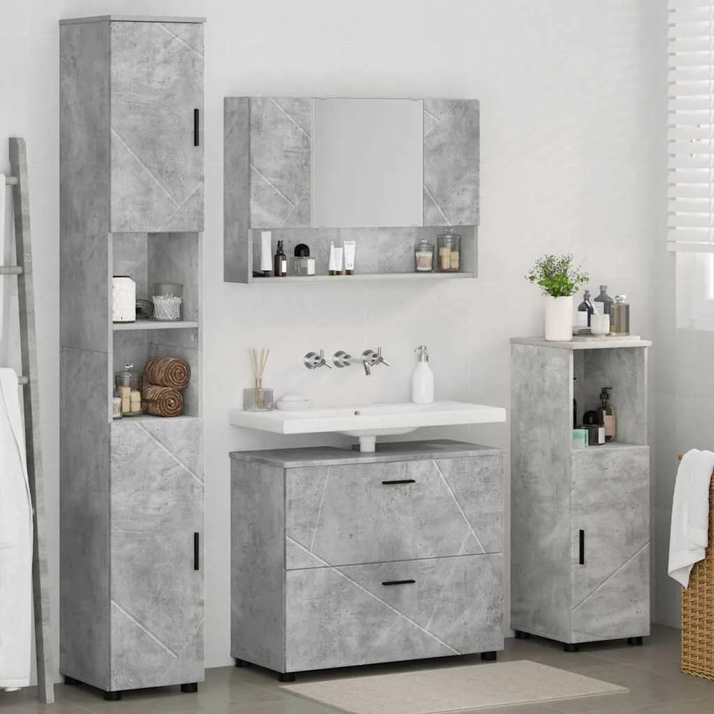 Sada koupelnového nábytku 4 ks Betonově šedá 35 x 30 x 192 cm 3393046