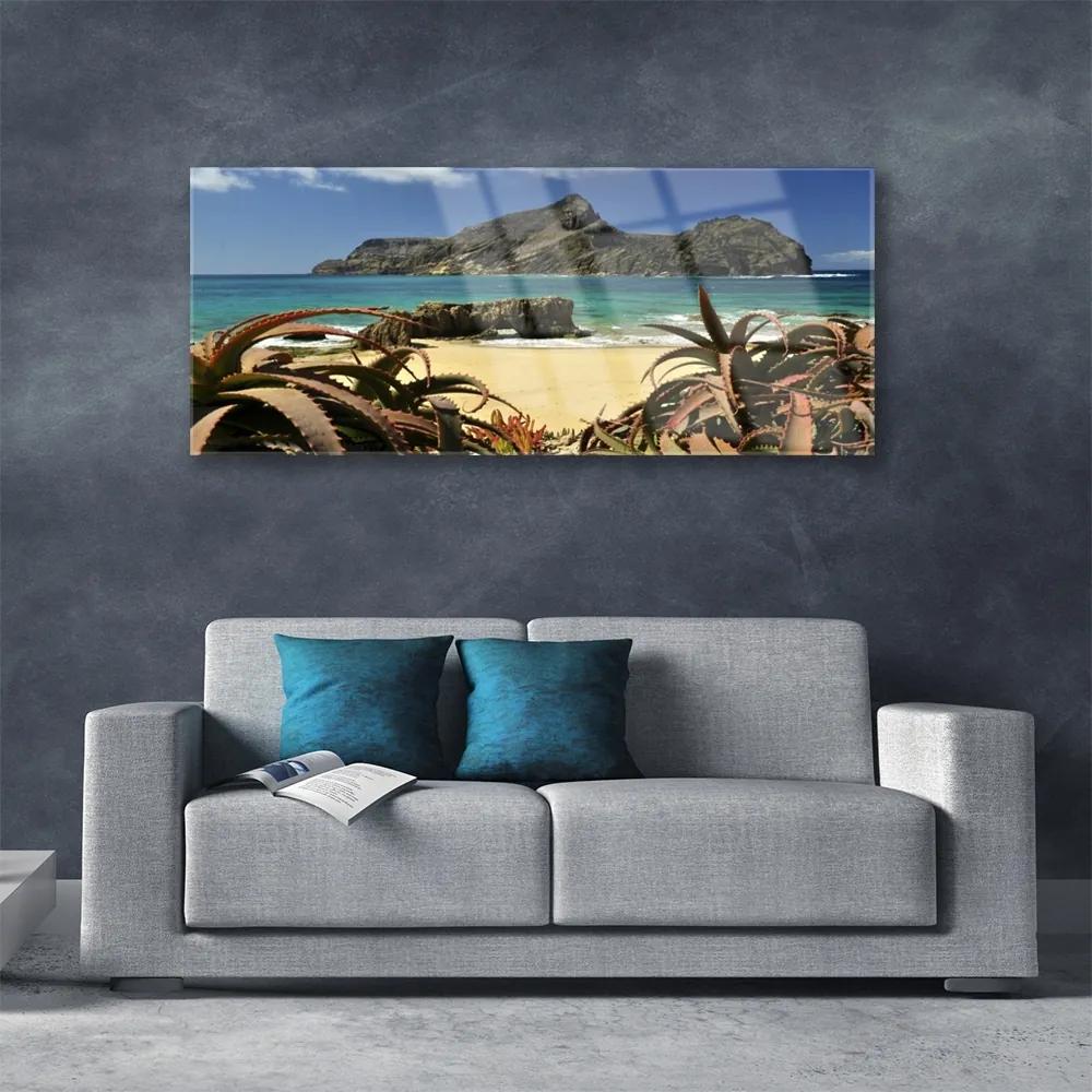 akrylový obraz Pláž Moře Skála Krajina 125x50 cm