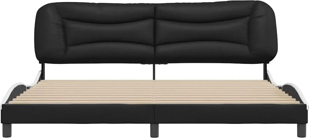 Rám postele bez matrace Hvar černý a bílý 200 x 200 cm umělá kůže 3208028