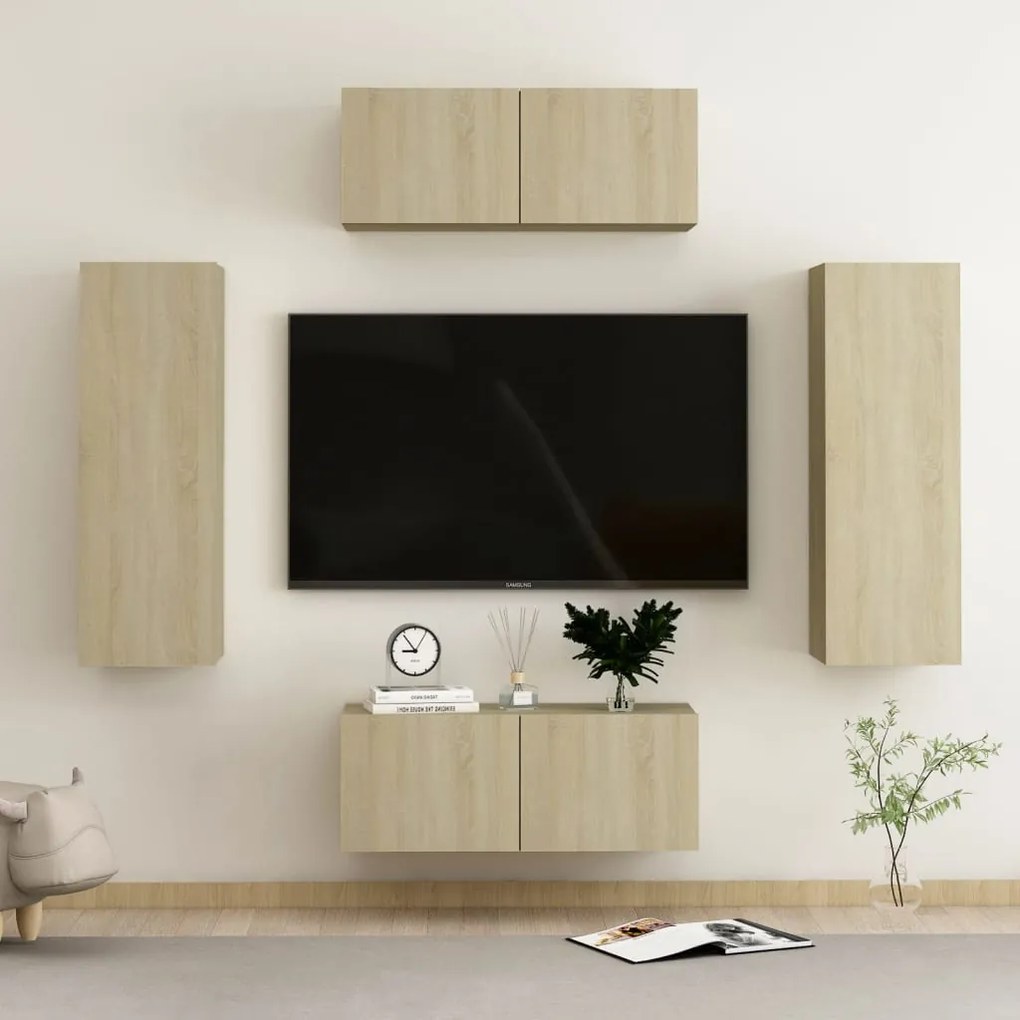 4dílný set TV skříněk dub sonoma kompozitní dřevo 3078981