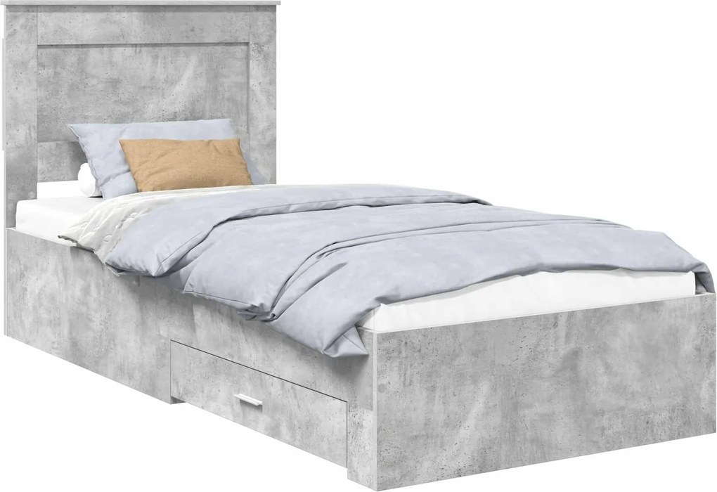 Rám postele s čelo Betonově šedá 100 x 200 cm Kompozitní dřevo 3410353