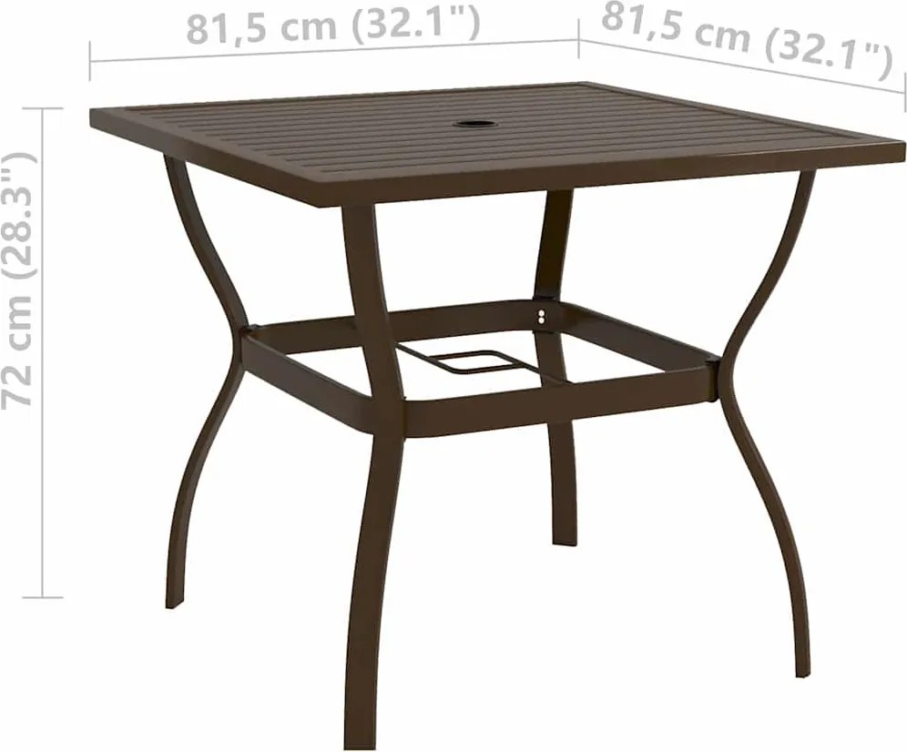 Zahradní stůl hnědý 81,5 x 81,5 x 72 cm ocel 312279