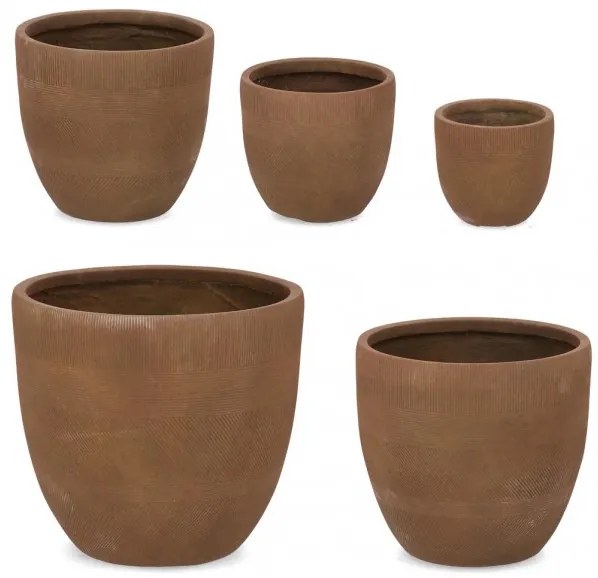 BIZZOTTO Set 5 nízkých květináčů RIGO hnědá 0790671