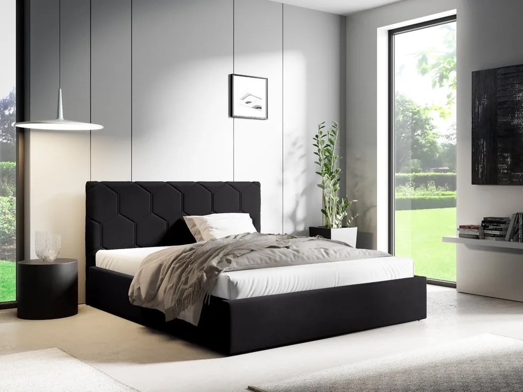 Eka Čalouněná postel MEDOX 180x200 cm Barva látky Trinity: Světle béžová (Trinity 2303), Úložný prostor: Bez úložného prostoru