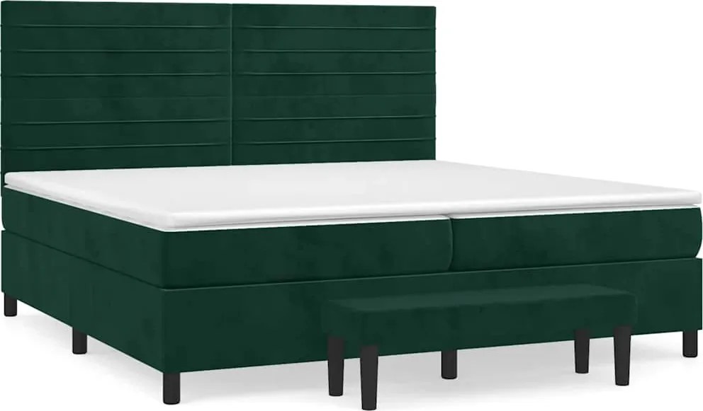 Box spring postel s matrací tmavě zelená 200x200 cm samet 3137926