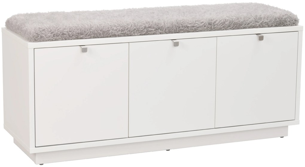 ROWICO bílá lavice s úložným prostorem CONFETTI a šedým sedákem 106 cm 103764
