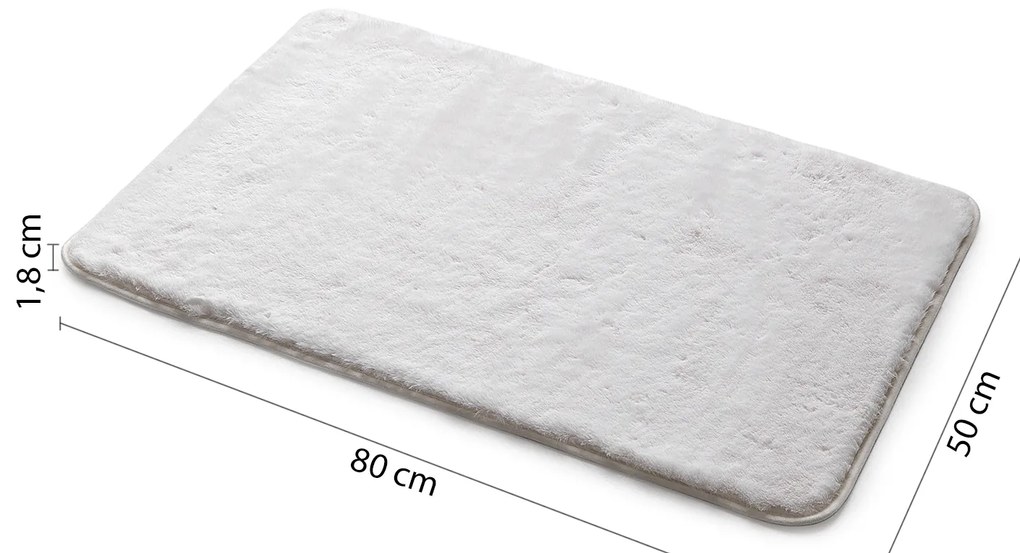 Gedy Gedy, FUZZY koupelnová předložka, 50x80 cm, 100% polyester, protiskluz, bílá, 96FY508002