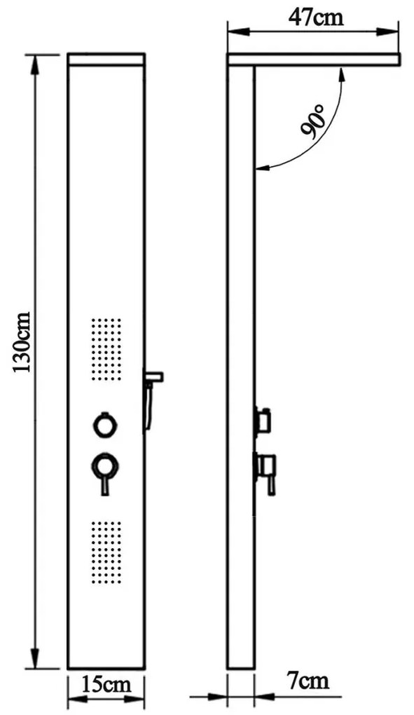 Sprchový panel set z nerezové oceli s čtvercovým designem