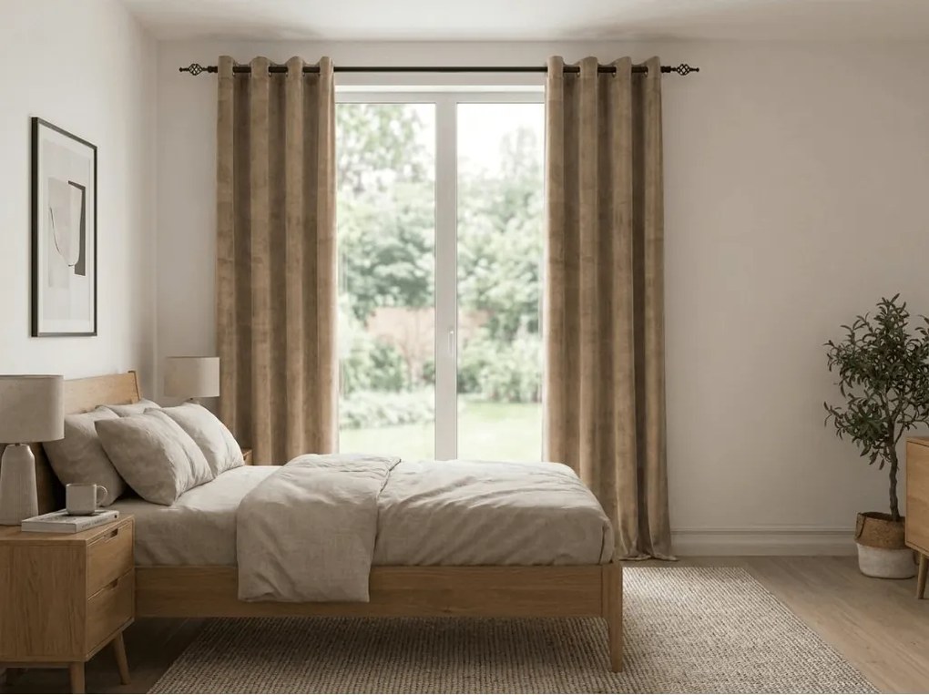 Zatemňovací závěs ELVIO VELVET 140x250 cm, béžový Zavěšení: Řasící páska