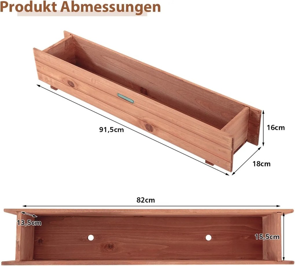 Costway Zahradní záhon truhlík vyrobený z jedlového dřeva pro zahradu, hnědý