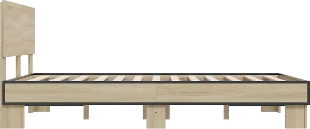 Rám postele dub sonoma 140 x 190 cm kompozitní dřevo a kov 3280213