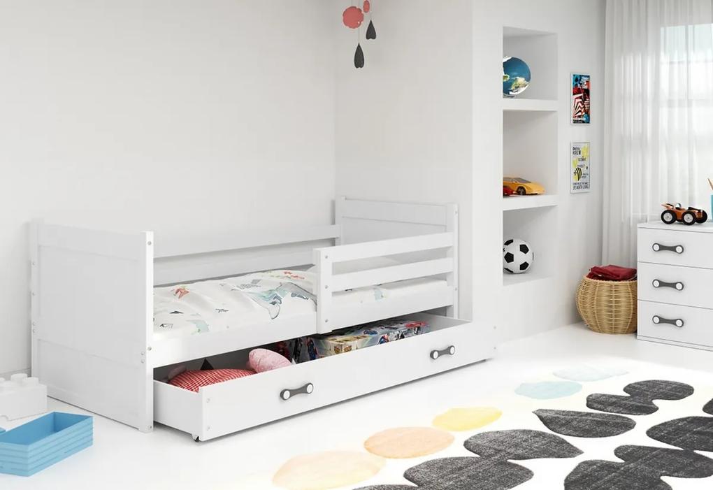 Expedo Dětská postel FIONA P1 COLOR + úložný prostor + matrace + rošt ZDARMA, 90x200 cm, bílý, bílá