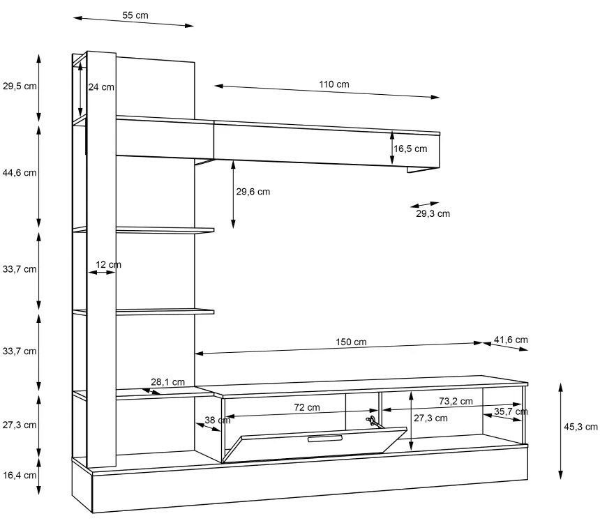 Kondela Obývací stěna, dub riviera/černá, GELUZA