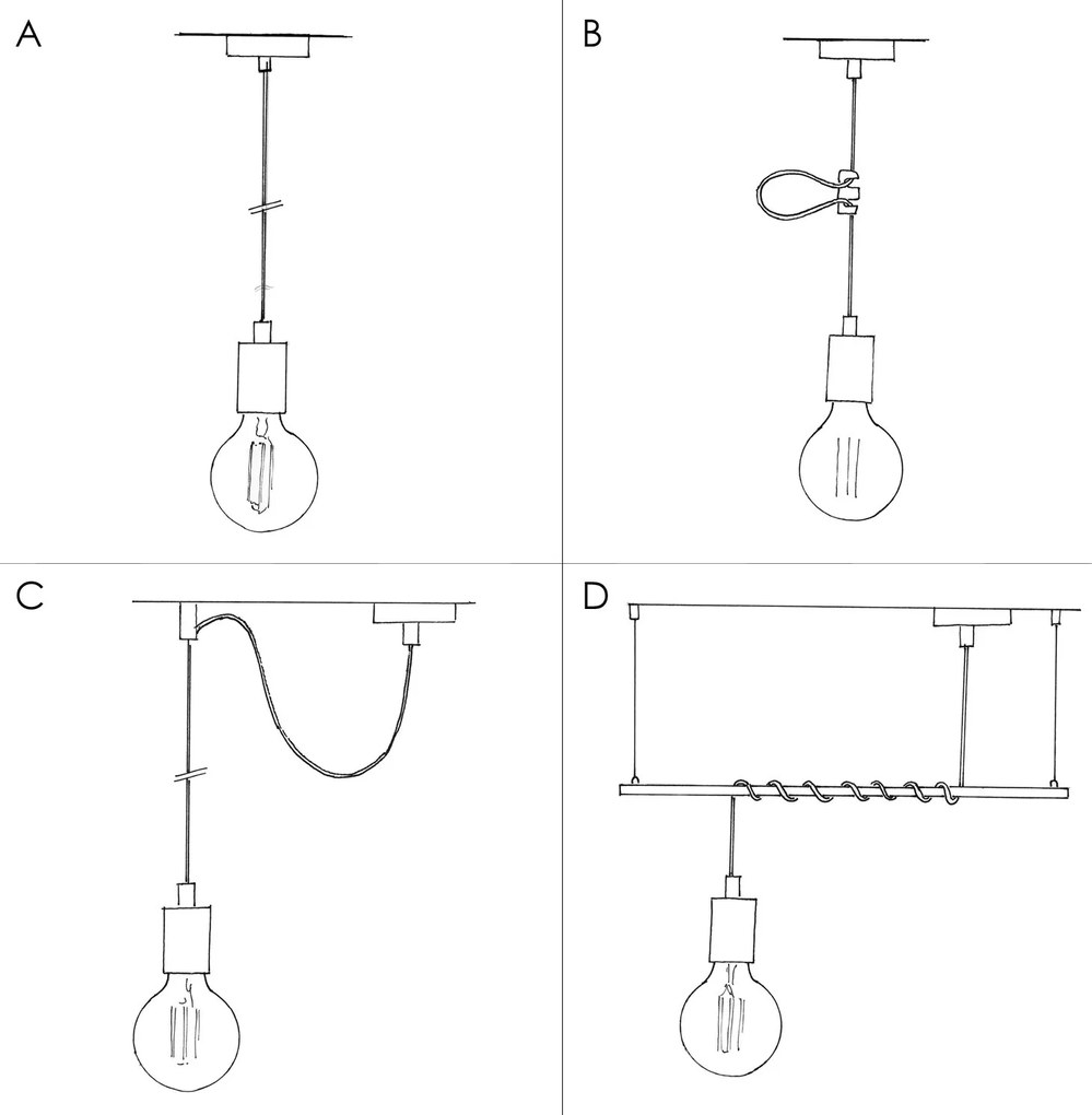 creative cables Závěsná lampa s textilním kabelem a koženými detaily Barva: Bordo