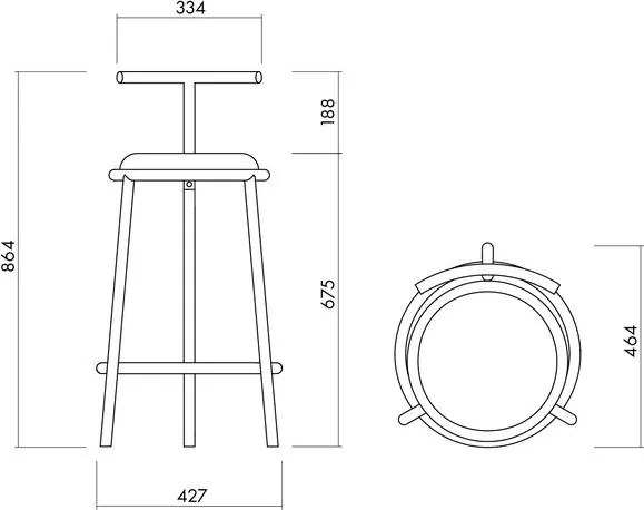 Vínová kovová barová židle (výška sedáku 68 cm) Hogo – noo.ma