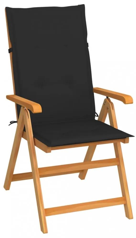 Skládací zahradní židle s poduškami teak / látka Dekorhome Květy vzor