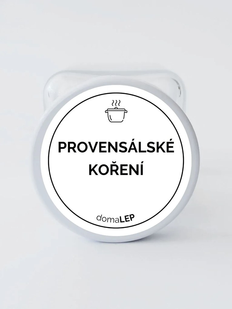 Samolepka na kořenky PROVENSÁLSKÉ KOŘENÍ bílá 5 cm tučné písmo