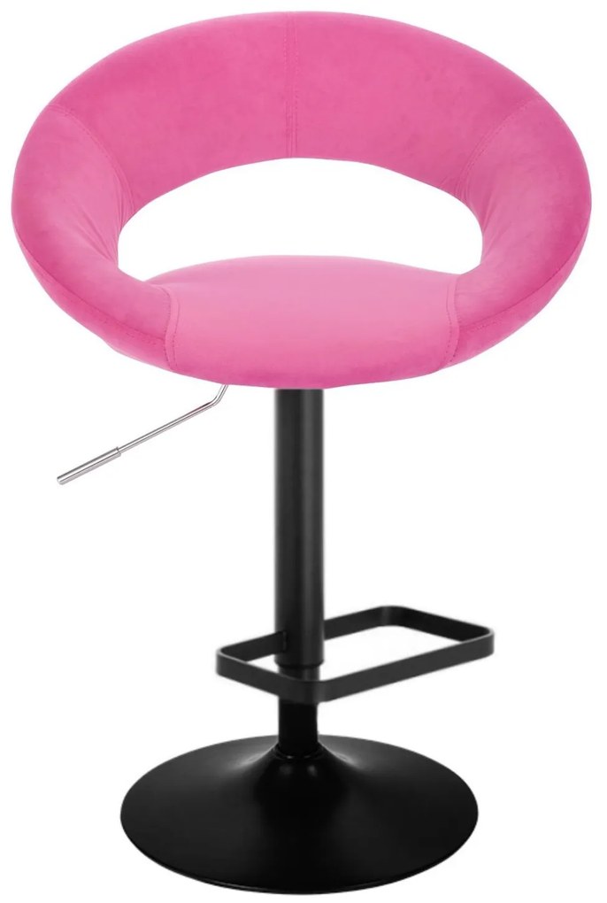 LuxuryForm Barová židle NAPOLI  VELUR na černém talíři - růžová