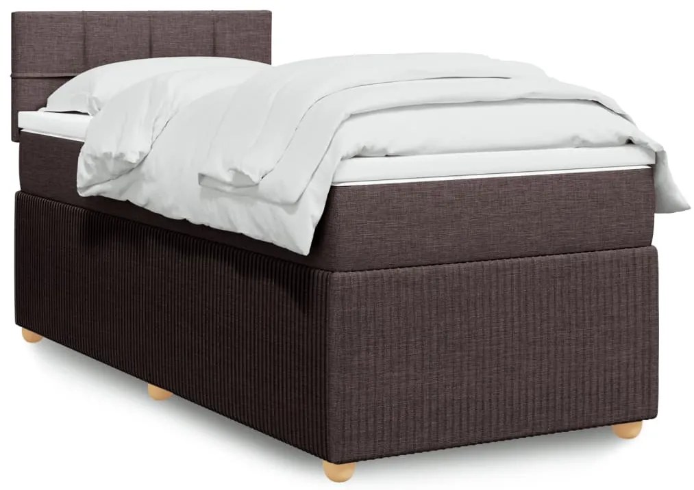 Box spring postel s matrací tmavě hnědá 90x200 cm textil