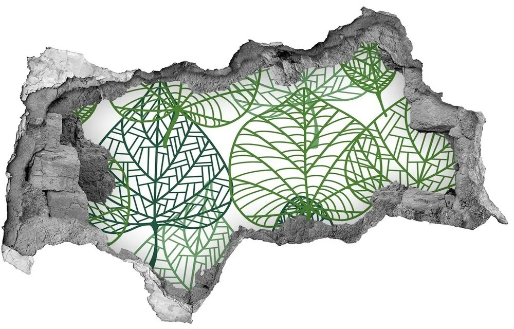 Wallmuralia Nálepka 3D díra Zelené listí vzor 95x73 cm