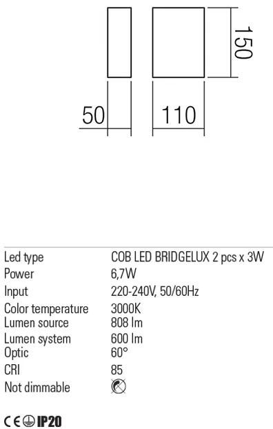Redo Nástěnné LED svítidlo Match Barva: Černá