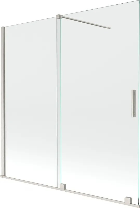 Mexen Velar, 2-křídlová posuvná vanová zástěna 160 x 150 cm, 8mm čiré sklo, broušená ocel, 896-160-000-01-97