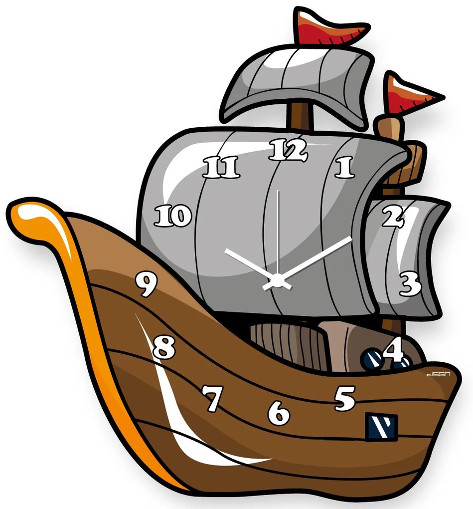 Dětské hodiny 35 x 38 cm - Rybářská loď