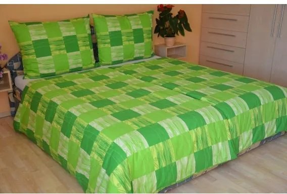 Brotex Prodloužené povlečení bavlna 140x220, 70x90cm Domino zelené, Výběr zapínání:, Varianta  zipový uzávěr 8594570048729