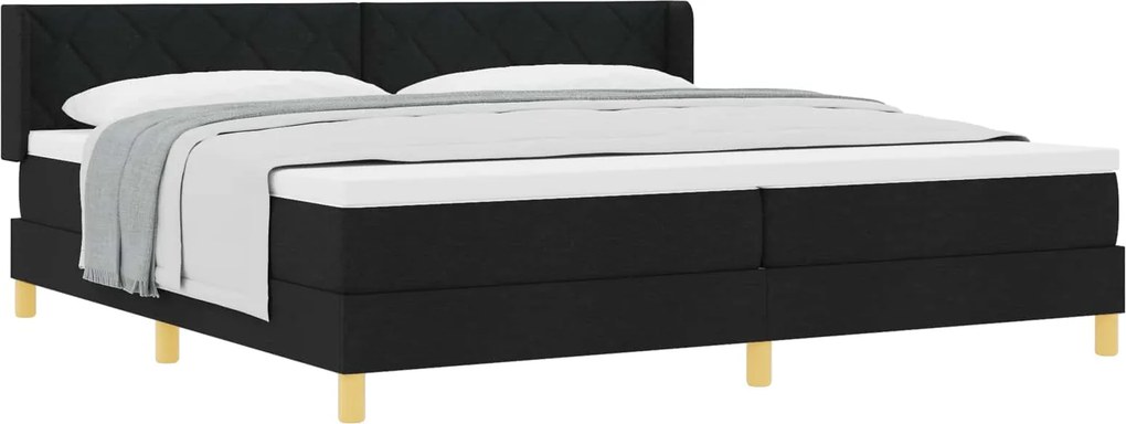 Postel s boxspringem s čelo Černá 200 x 200 cm textil 3341379