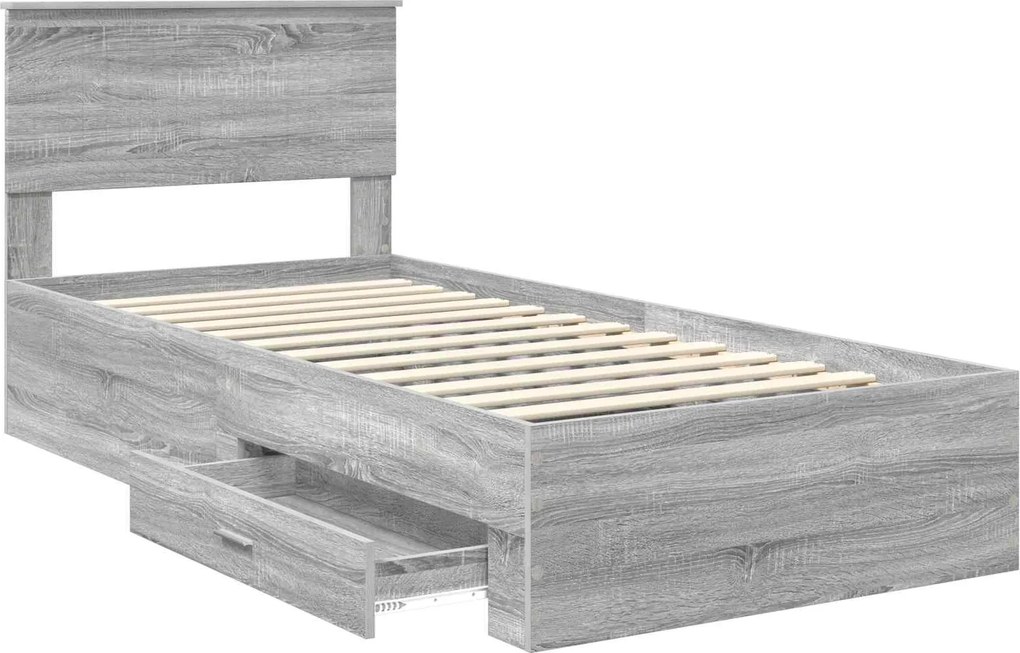 Rám postele s čelo Šedý Sonoma 90 x 190 cm Kompozitní dřevo 3410954
