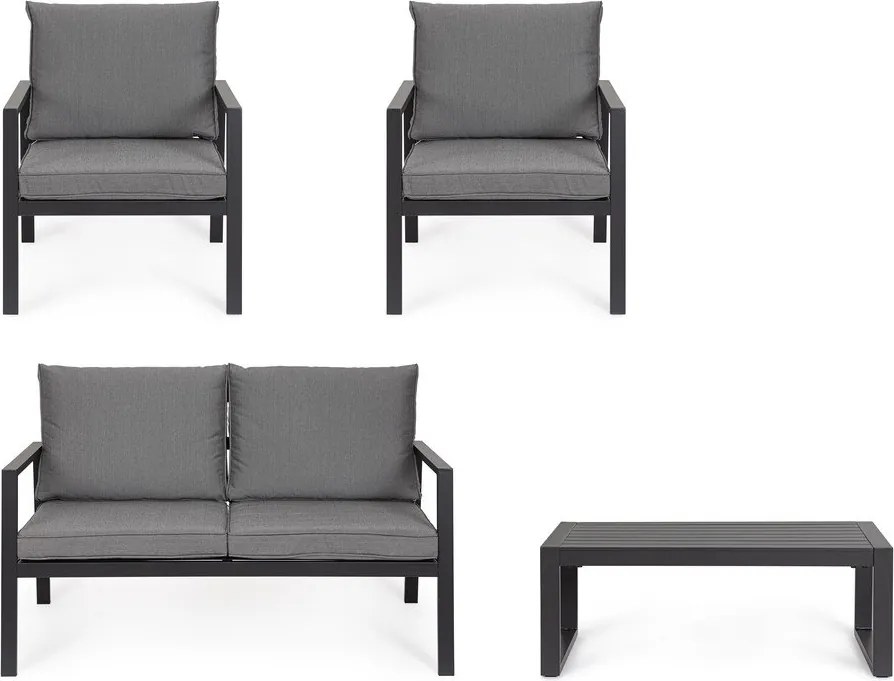 Antracitový hliníkový zahradní lounge set pro 4 Hilde – Bizzotto