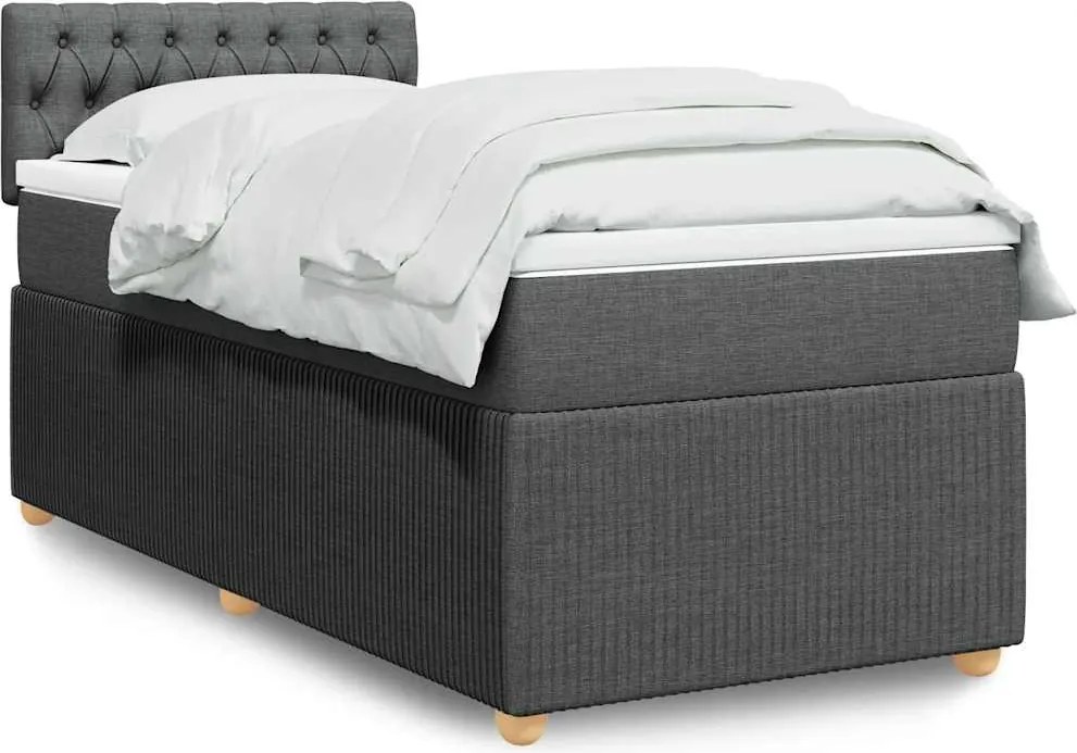 Box spring postel s matrací tmavě šedá 100 x 200 cm textil 3287375