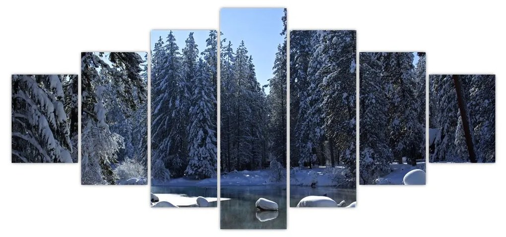 Obraz zasněženého lesa (210x100 cm)