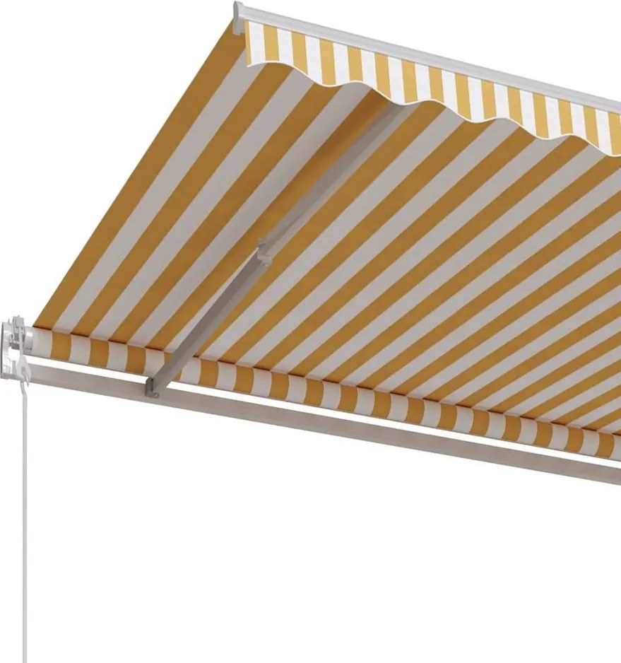 Automatická zatahovací markýza 400 x 350 cm žlutobílá 3068988