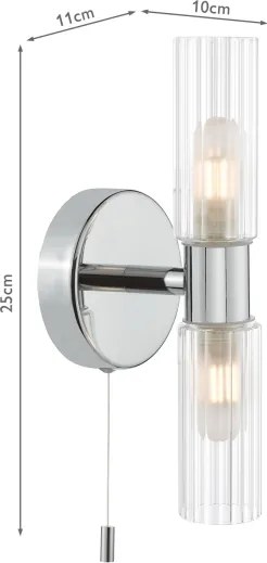 Där Lighting BOL0950 - Koupelnová nástěnná lampa BOLTON 2xG9/5W/230V IP44 chrom
