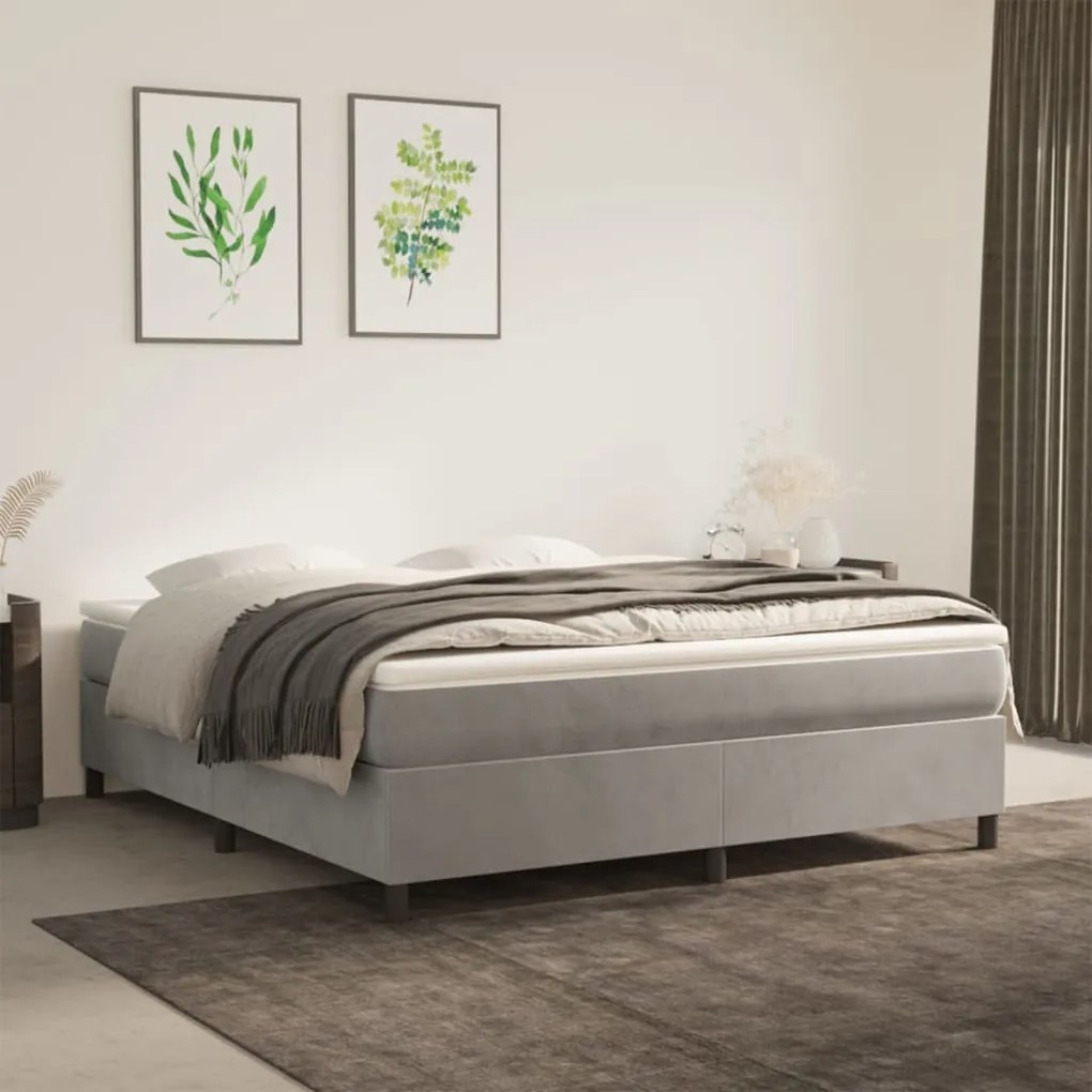 Rám postele s boxspringem světle šedý 160 x 200 cm samet 3121126