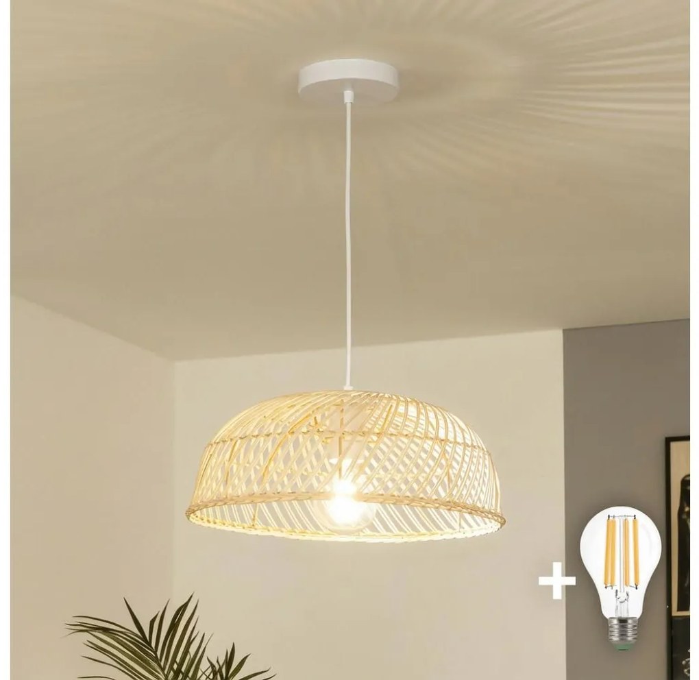 Brilagi - LED Lustr na lanku CERIA BOHO 1xE27/40W/230V pr. 40 cm ratan